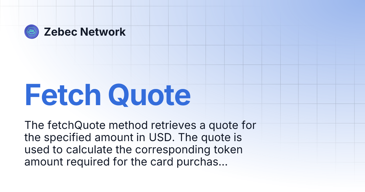 Fetch Quote | Zebec Network